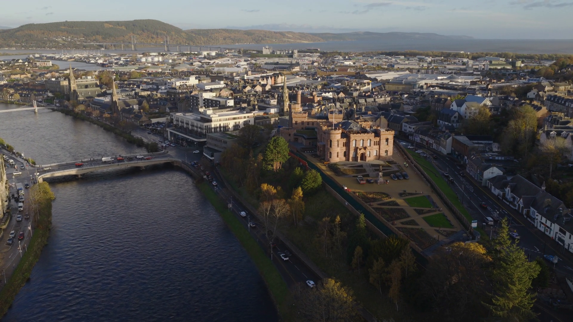 Establishing Aerial View Of Inverness City Stock Footage SBV-353139912 ...