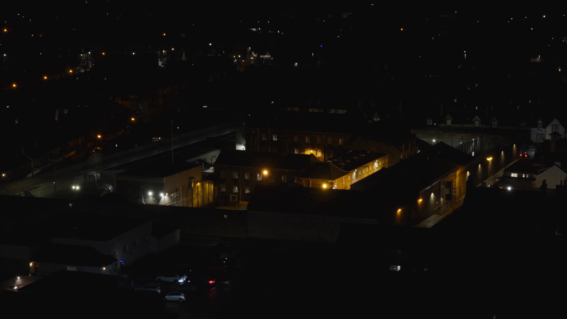 Aerial View Of Prison In Scotland At Night Stock Footage SBV-353142763 ...