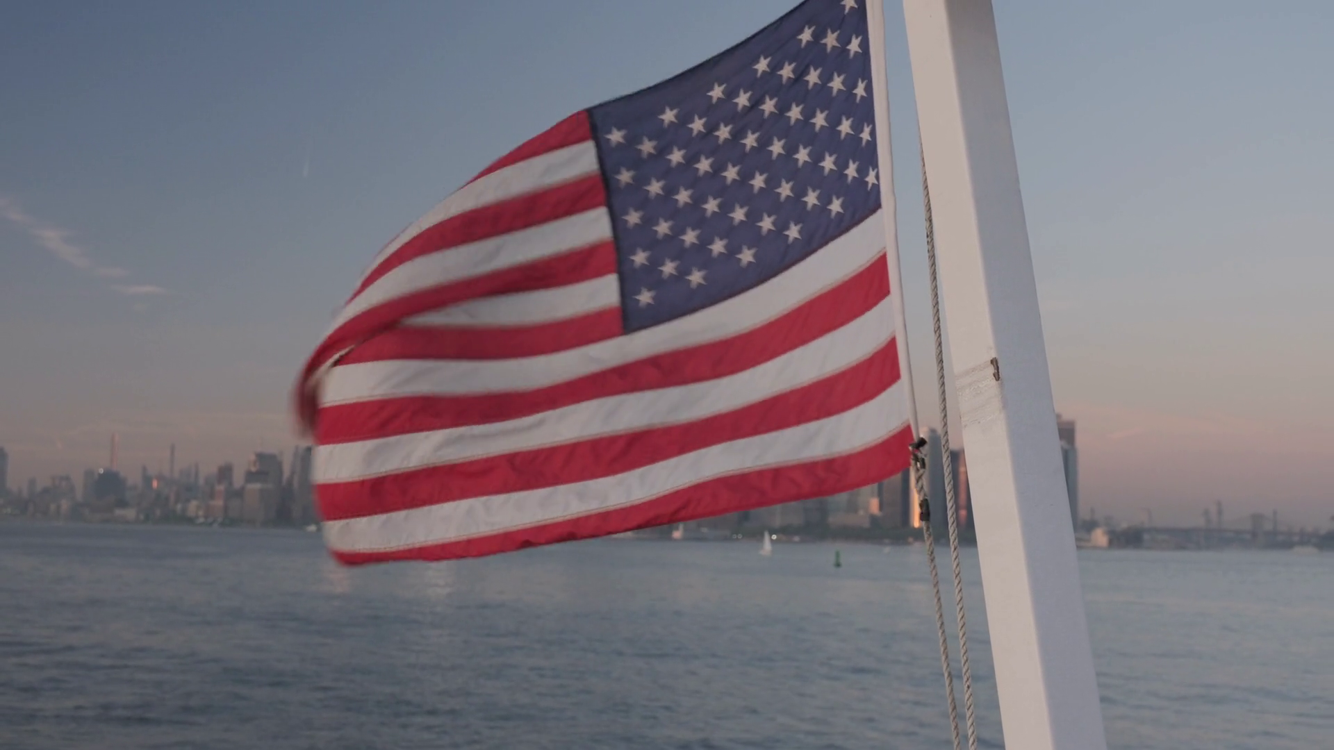Usa Flag On Back Of Boat Waving With New Stock Footage SBV-351872451 ...