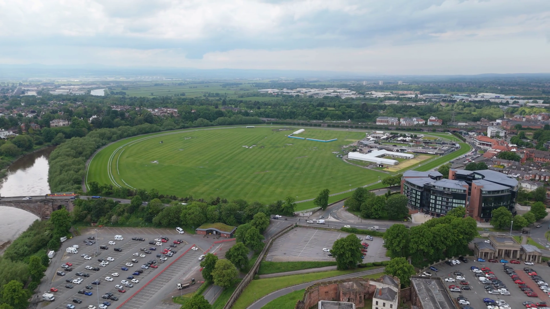 Aerial View Of Chester Racecourse Oldest Stock Footage SBV-352080758 ...