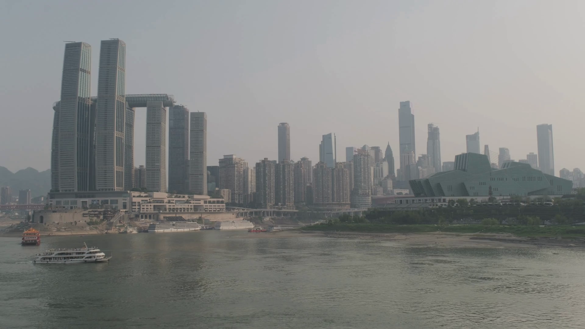 Chongqing China Skyline Seen From Across Stock Footage SBV-352100922 ...