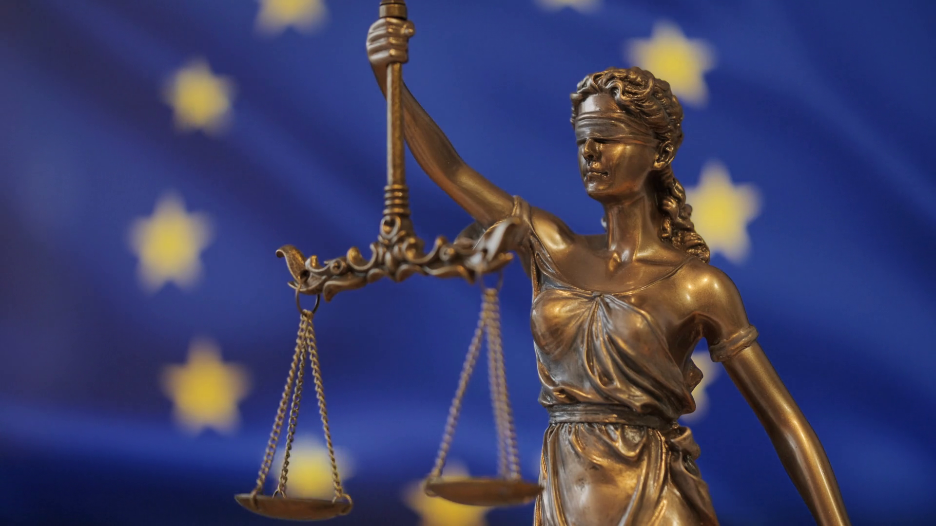 Lady Justice Statue With European Union Flag Stock Footage SBV ...