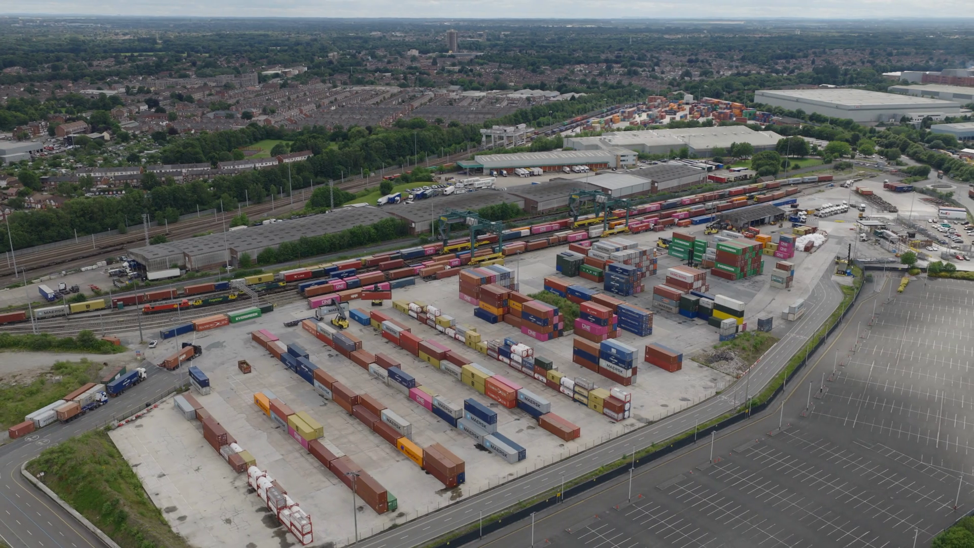 Aerial View Of Rail Freight Terminal In Stock Footage SBV-352363987 ...