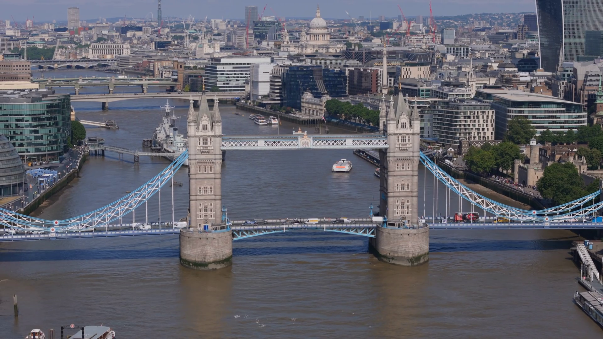 Aerial View Of Iconic Tower Bridge In London Stock Footage SBV ...