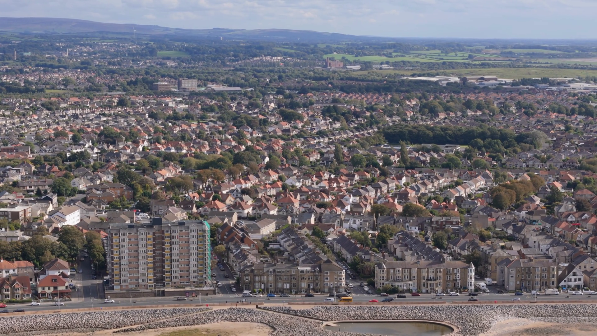 Aerial View Of Morecambe Seaside Town In Stock Footage SBV-352090364 ...