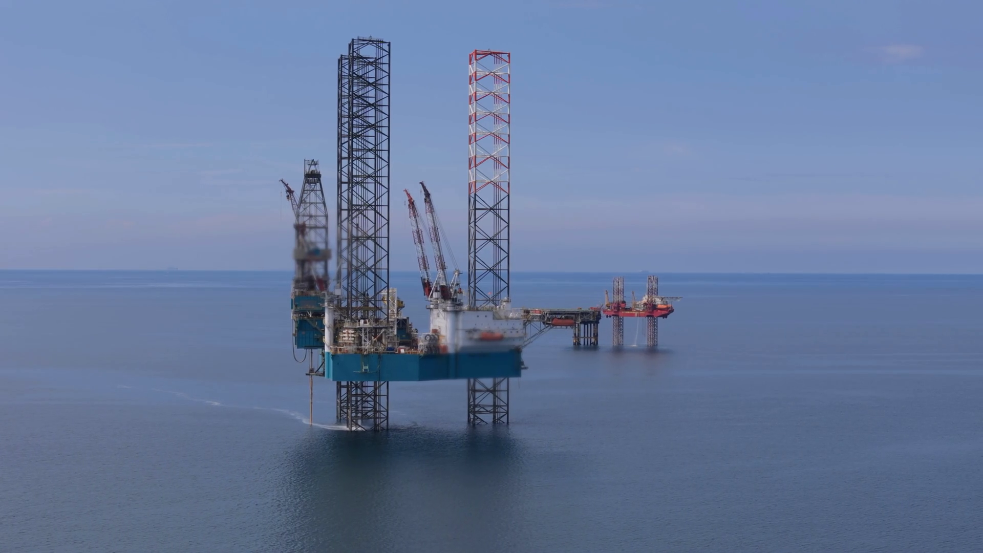Aerial View Of Offshore Jack Up Drilling Rig Stock Footage SBV ...