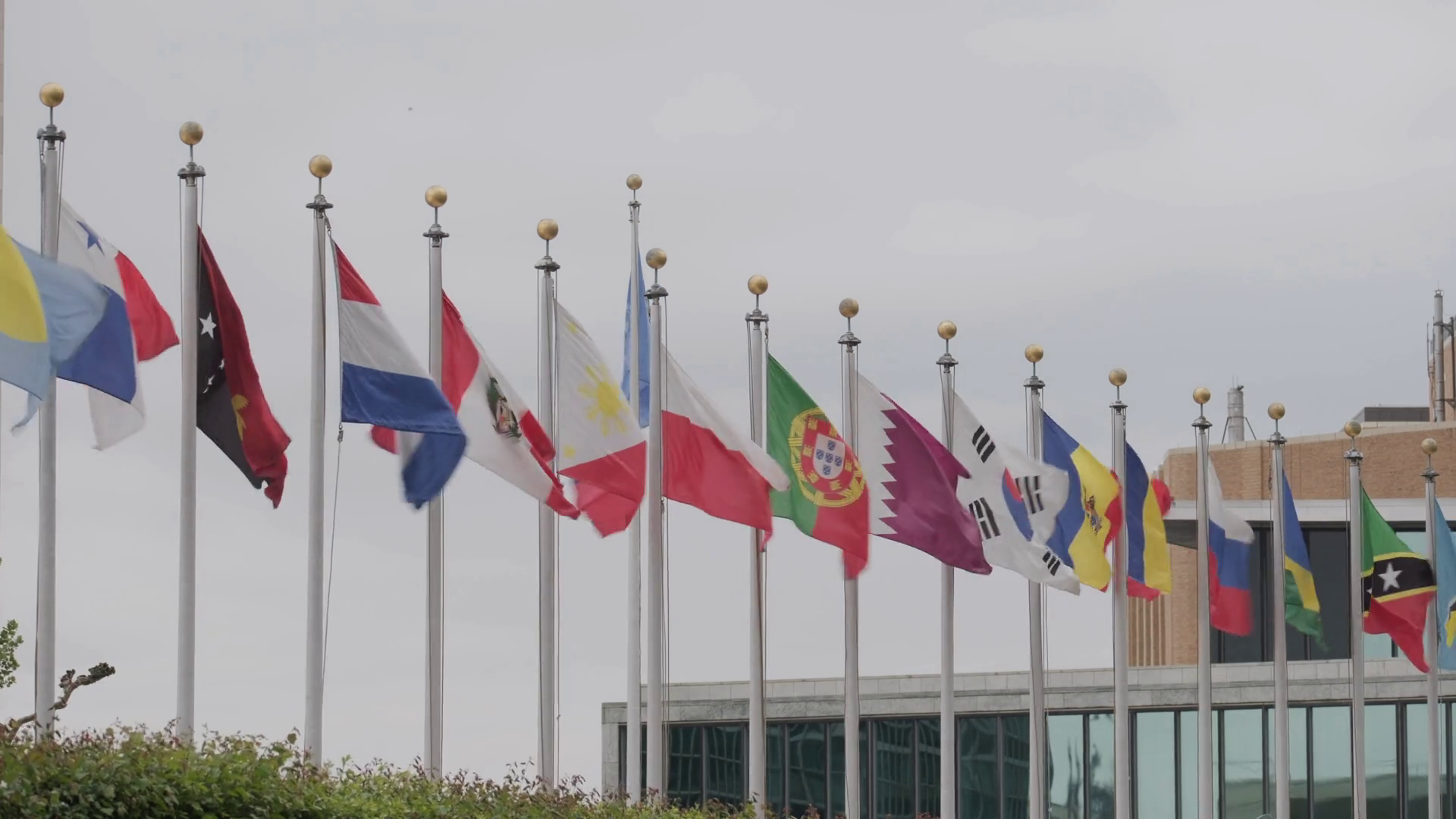 Line Of National Flags Waving In Front Of Stock Footage SBV-351877712 ...