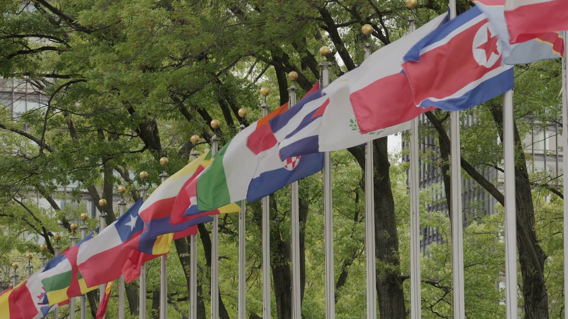 Line Of National Flags Waving In Front Of Stock Footage SBV-351877726 ...