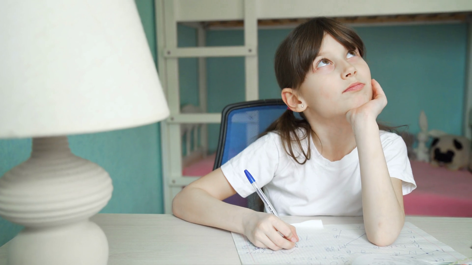 Pupil Daydreaming Instead Of Learning Girl Stock Footage SBV-348425039 ...