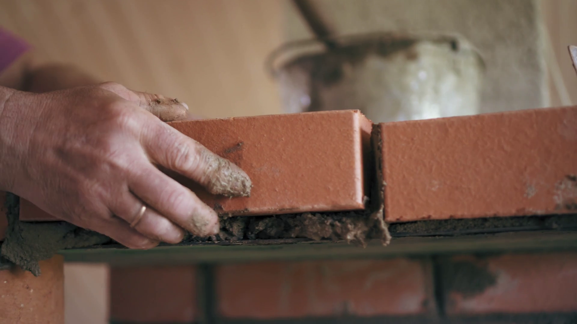 A Construction Worker Is Setting Brick On Stock Footage SBV-323671730 ...