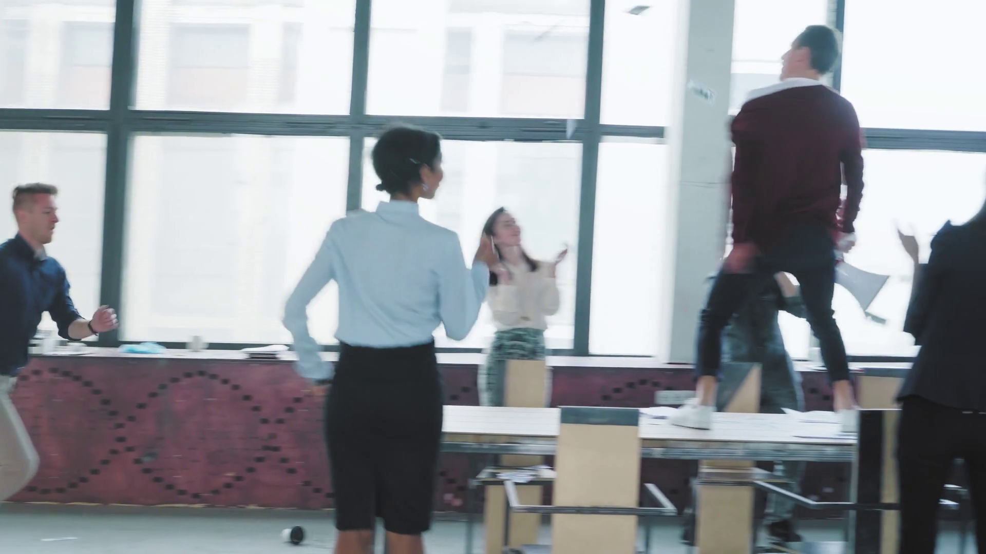 Colleagues Dancing On Table Singing In Stock Footage SBV-335526967 ...