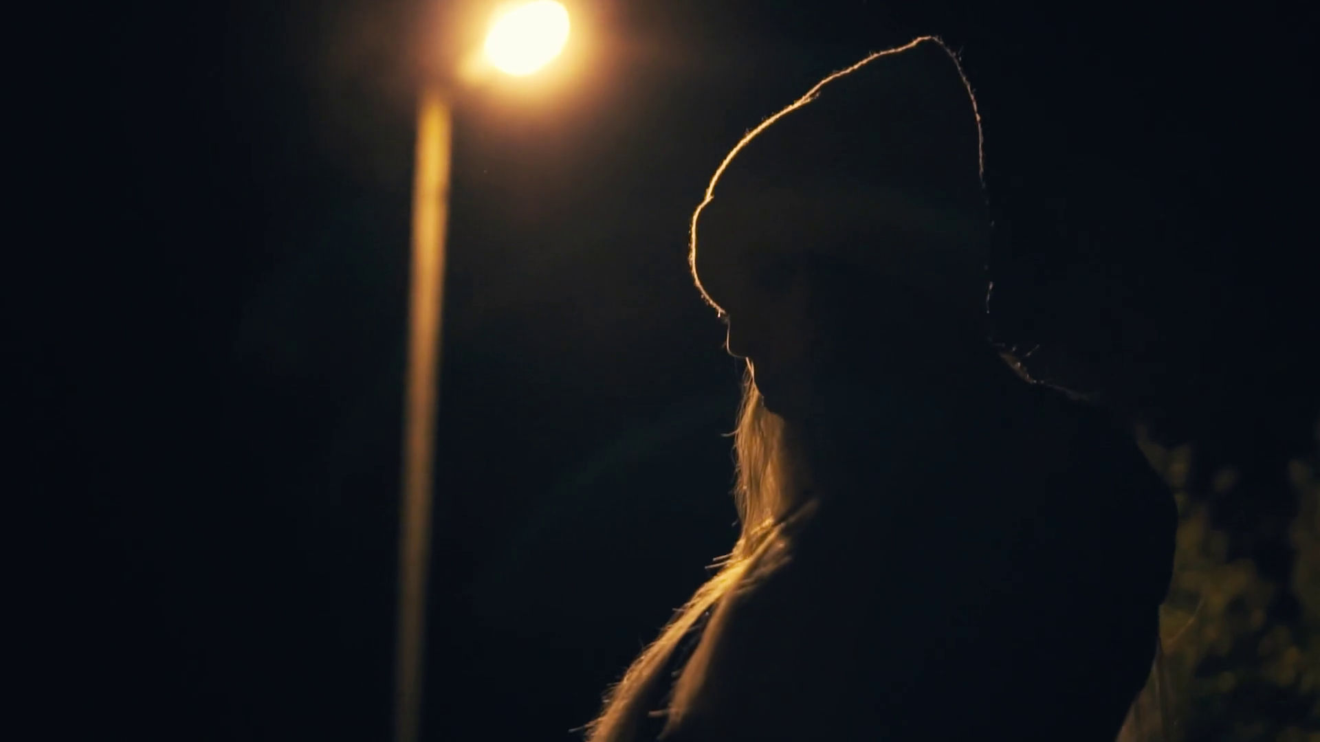 The Girl Is Standing In Street Under Light Stock Footage SBV-319872269 ...