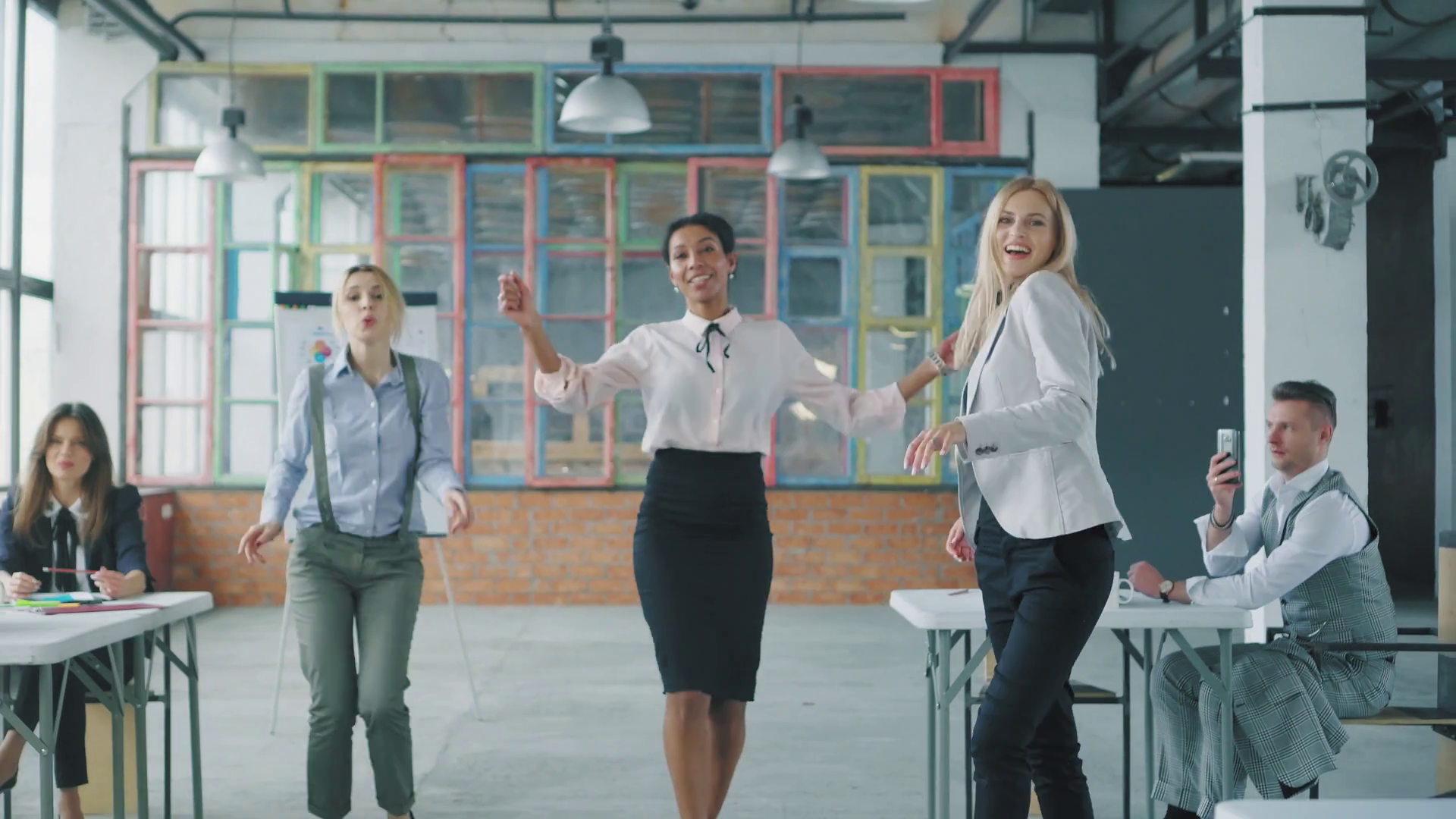 Women Colleagues Dancing Together Office Stock Footage SBV-334762366 ...