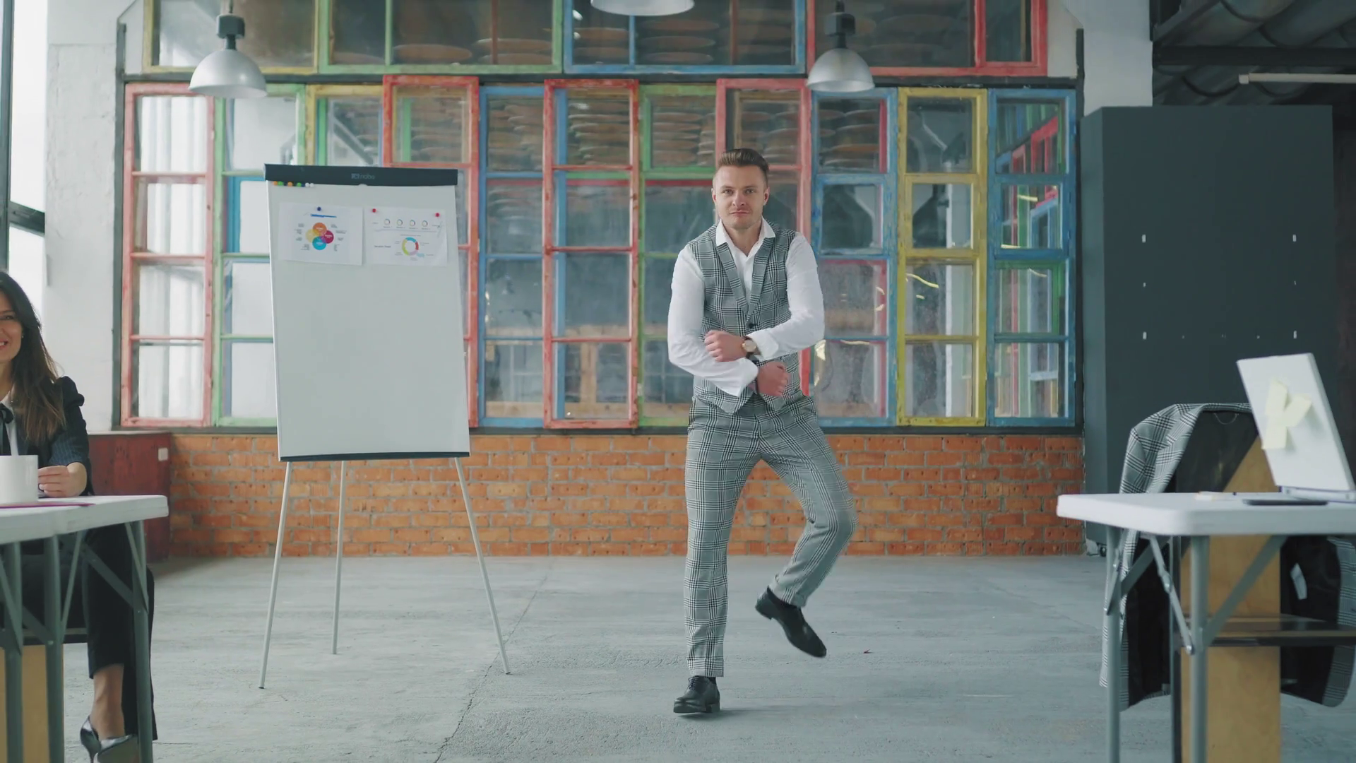 Office Fun: Creative Dancing In Loft-style Stock Footage SBV-334804704 ...