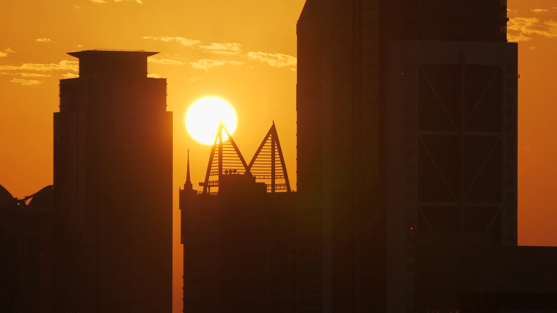 Sunset Skyline Buildings Landmark View Stock Footage SBV-348679523 ...