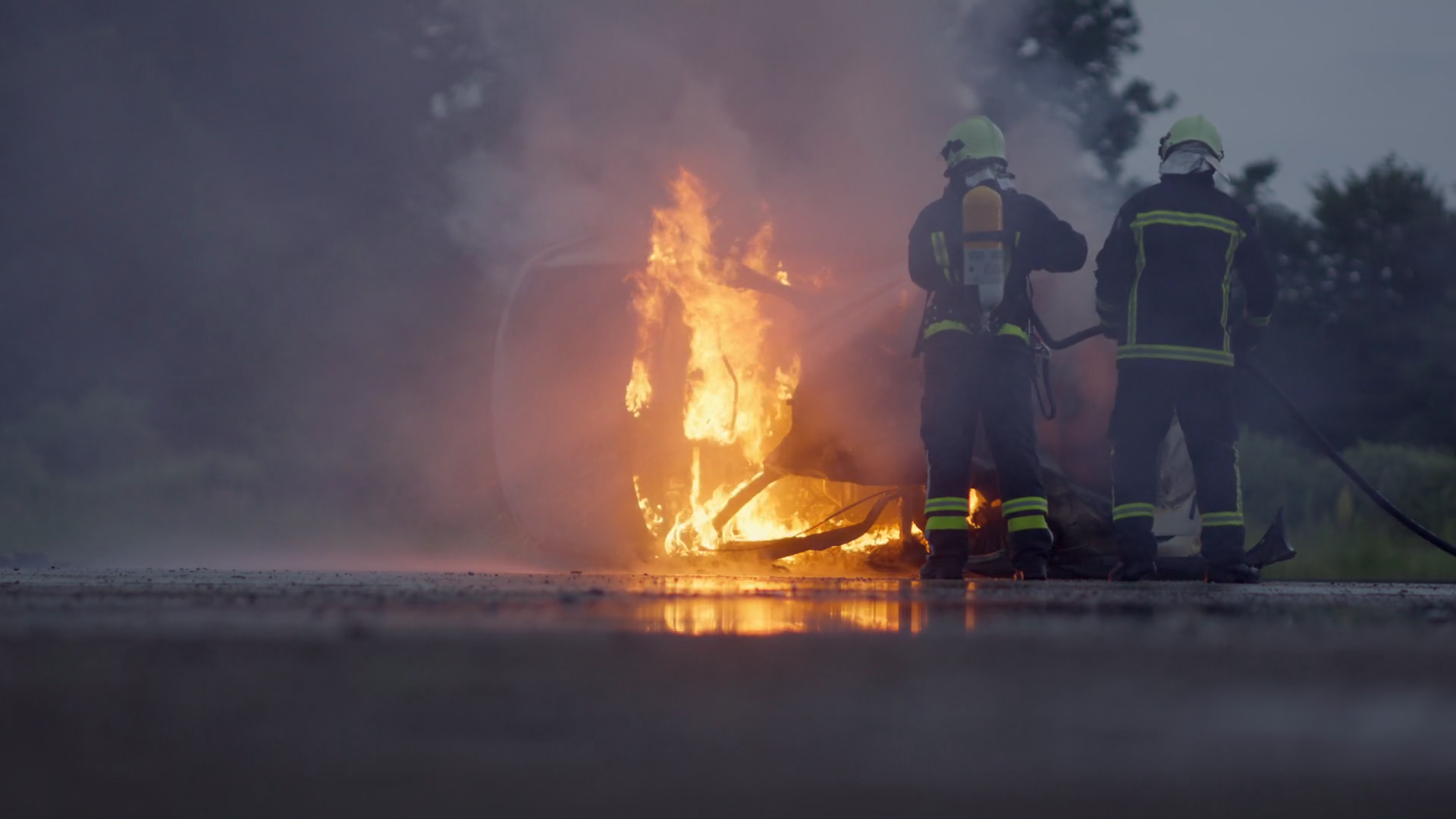 Firefighters Fight Fire Flame To Control Stock Footage SBV-351956148 ...