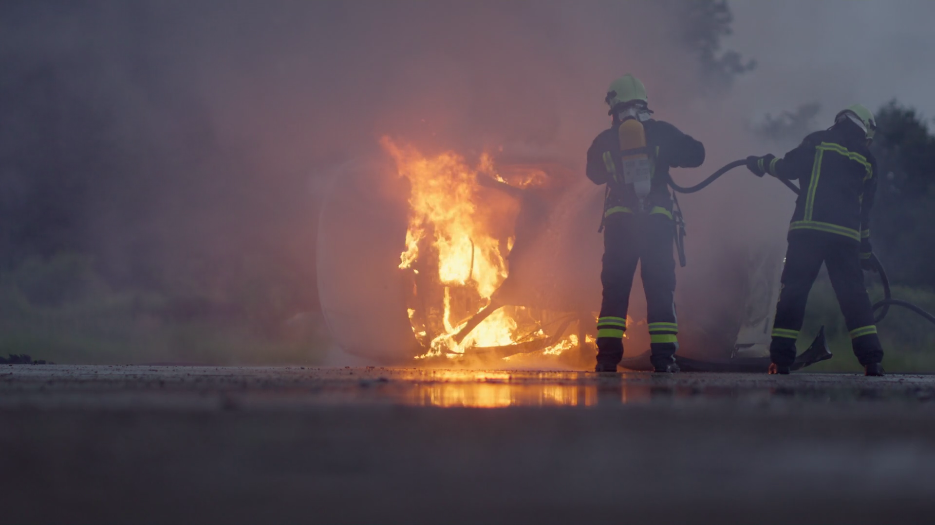 Firefighters Fight Fire Flame To Control Stock Footage SBV-351956474 ...
