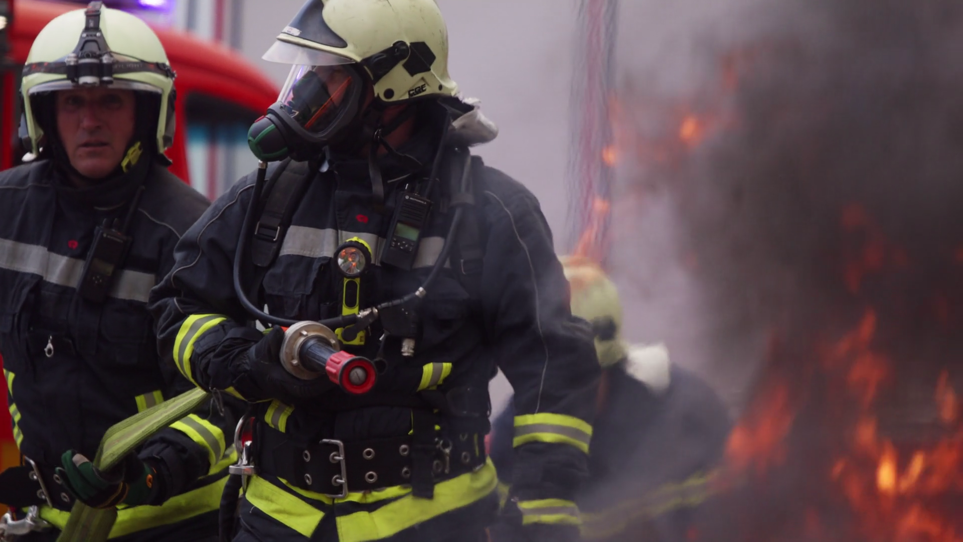 Firefighters Fight Fire Flame To Control Stock Footage SBV-351956165 ...
