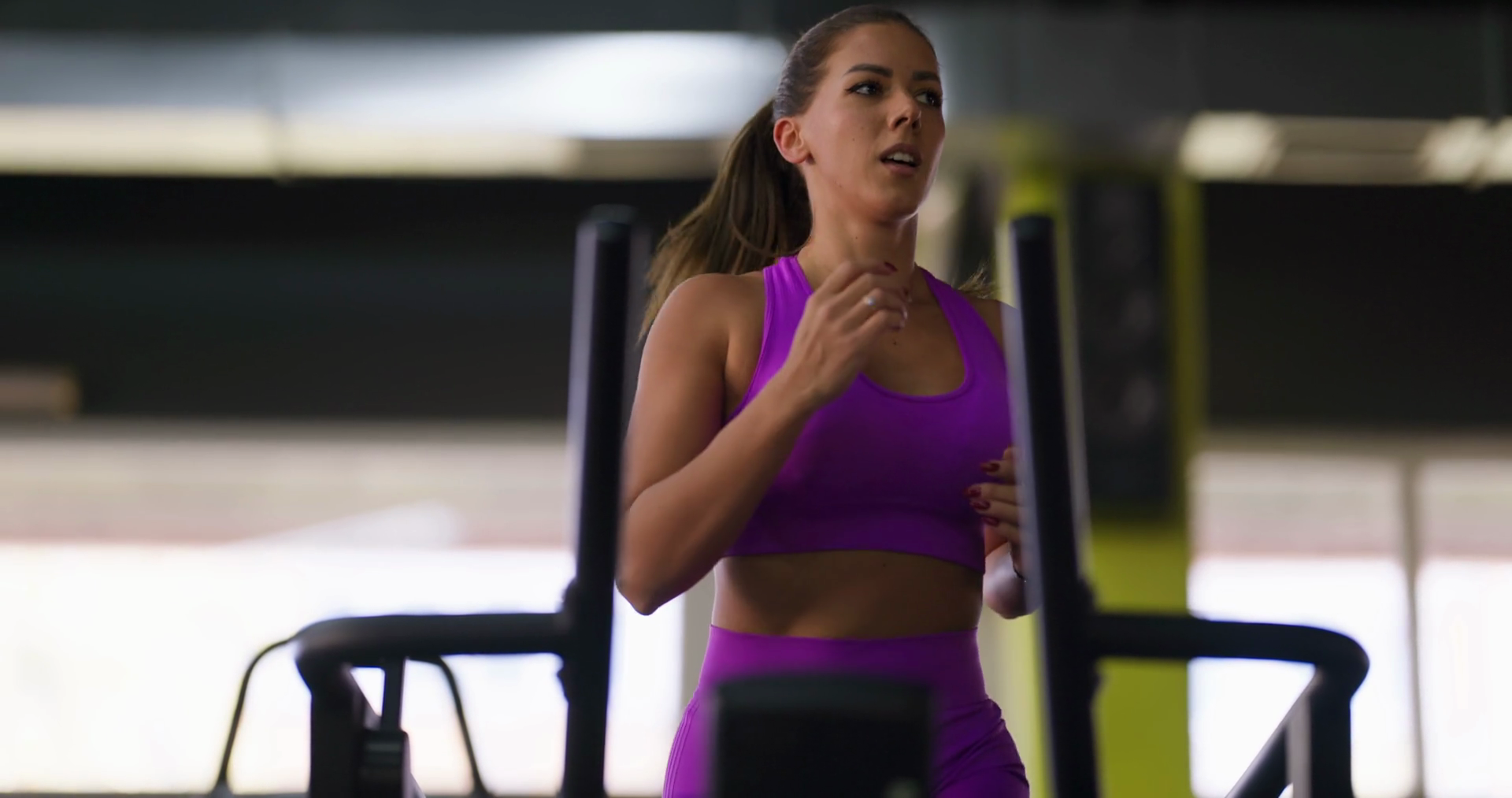 A Fit Young Woman In Pink Sportswear Jogs On Stock Footage SBV ...