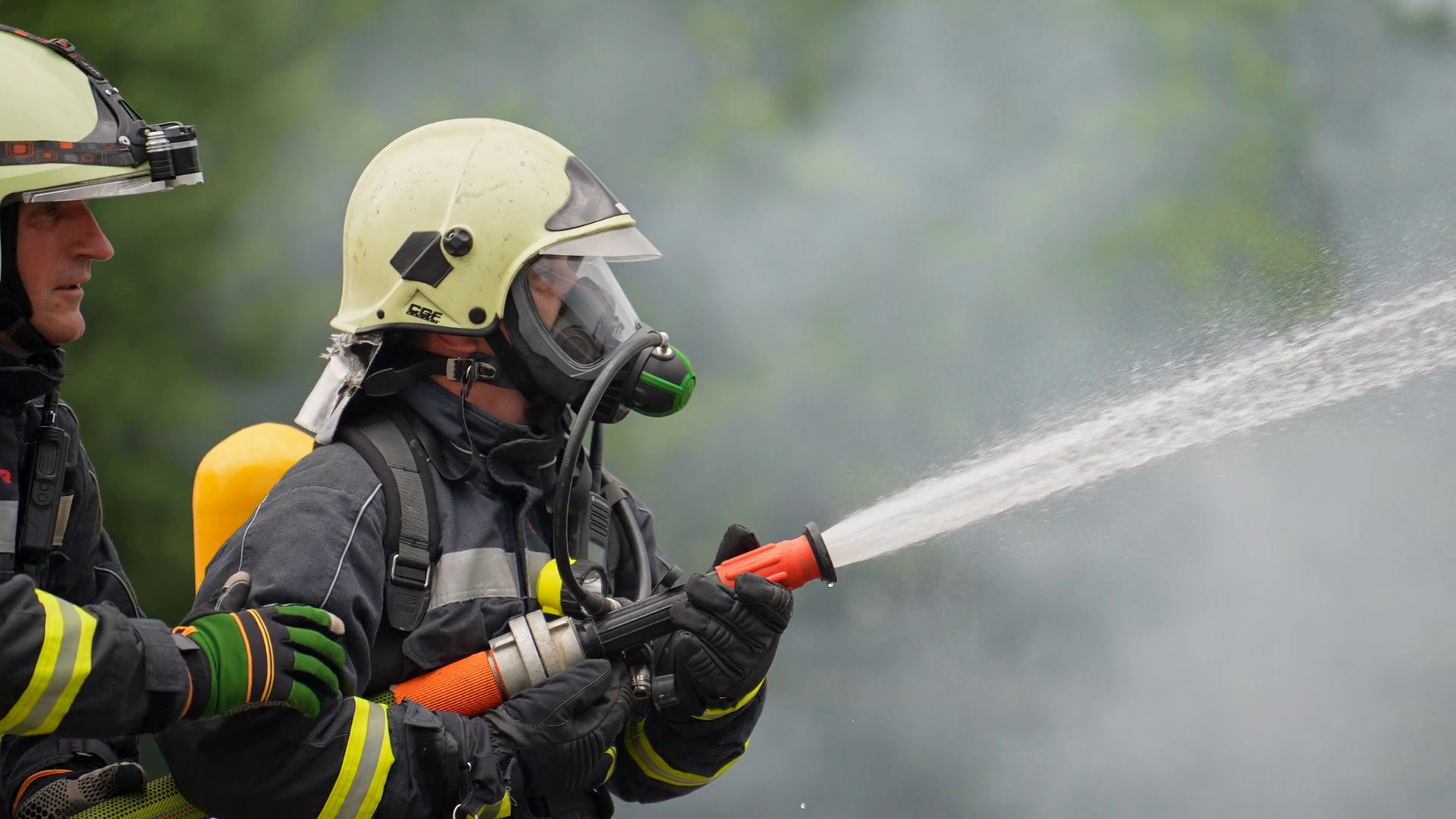 Firefighters Fight Fire Flame To Control Stock Footage SBV-348396181 ...