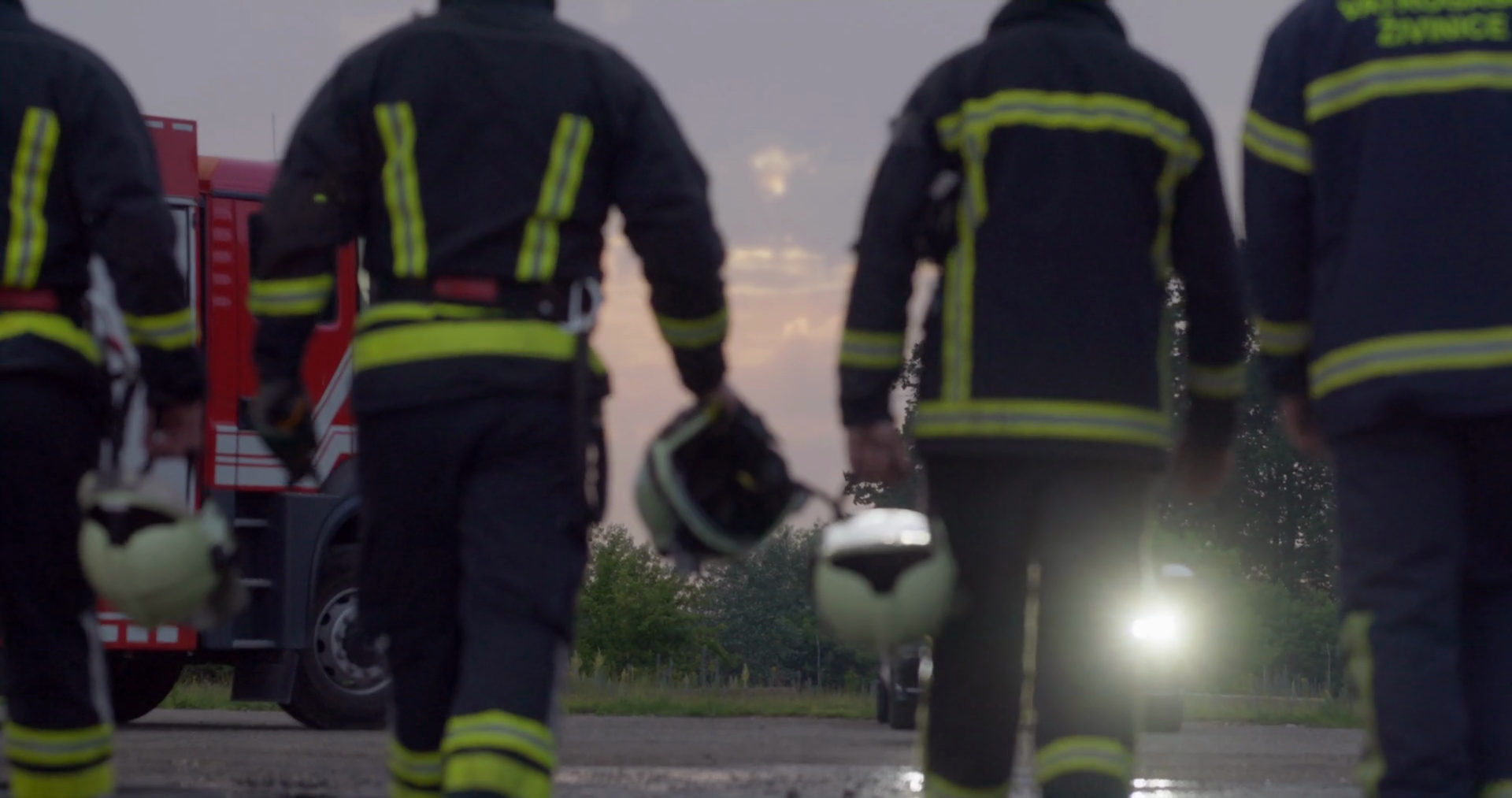 Brave Firefighters Team Walking To Camera In Stock Footage SBV ...
