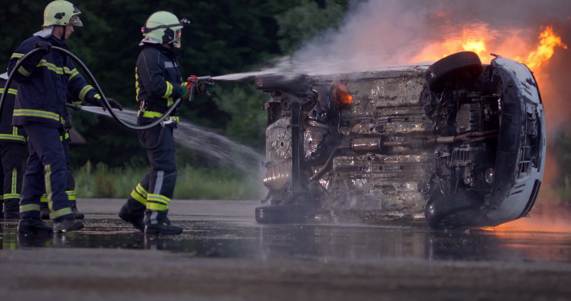 Firefighters Fight Fire Flame To Control Stock Footage SBV-348403518 ...