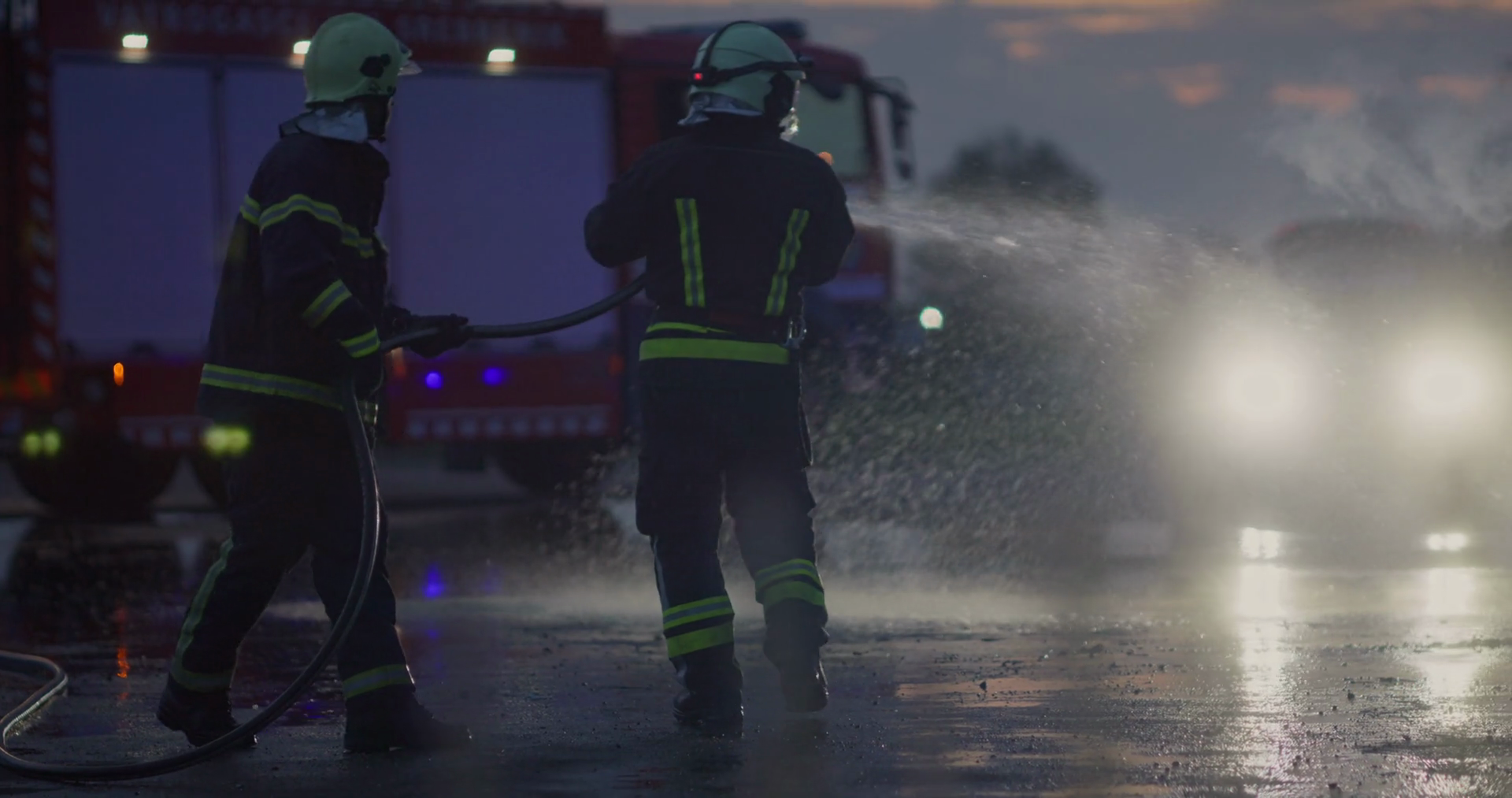 Firefighters Fight Fire Flame To Control Stock Footage SBV-348403852 ...