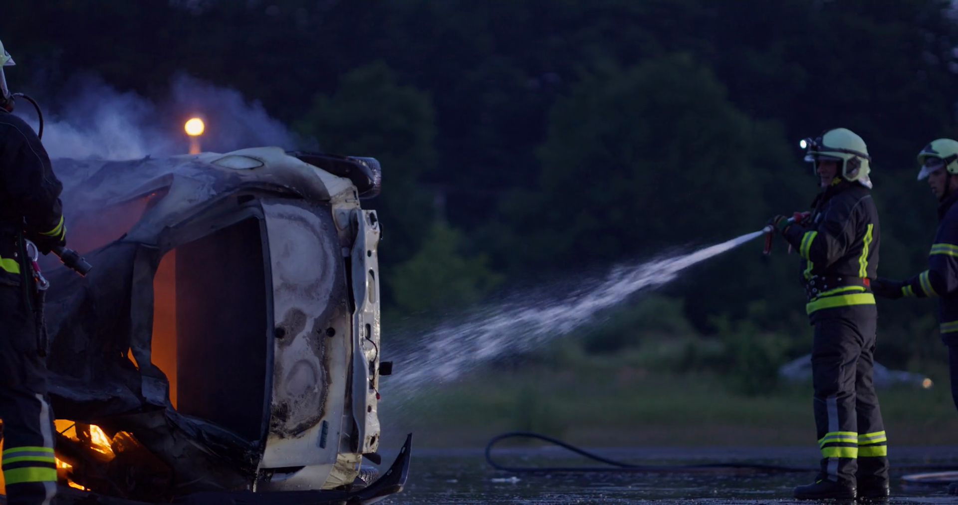 Firefighters Fight Fire Flame To Control Stock Footage SBV-348403543 ...