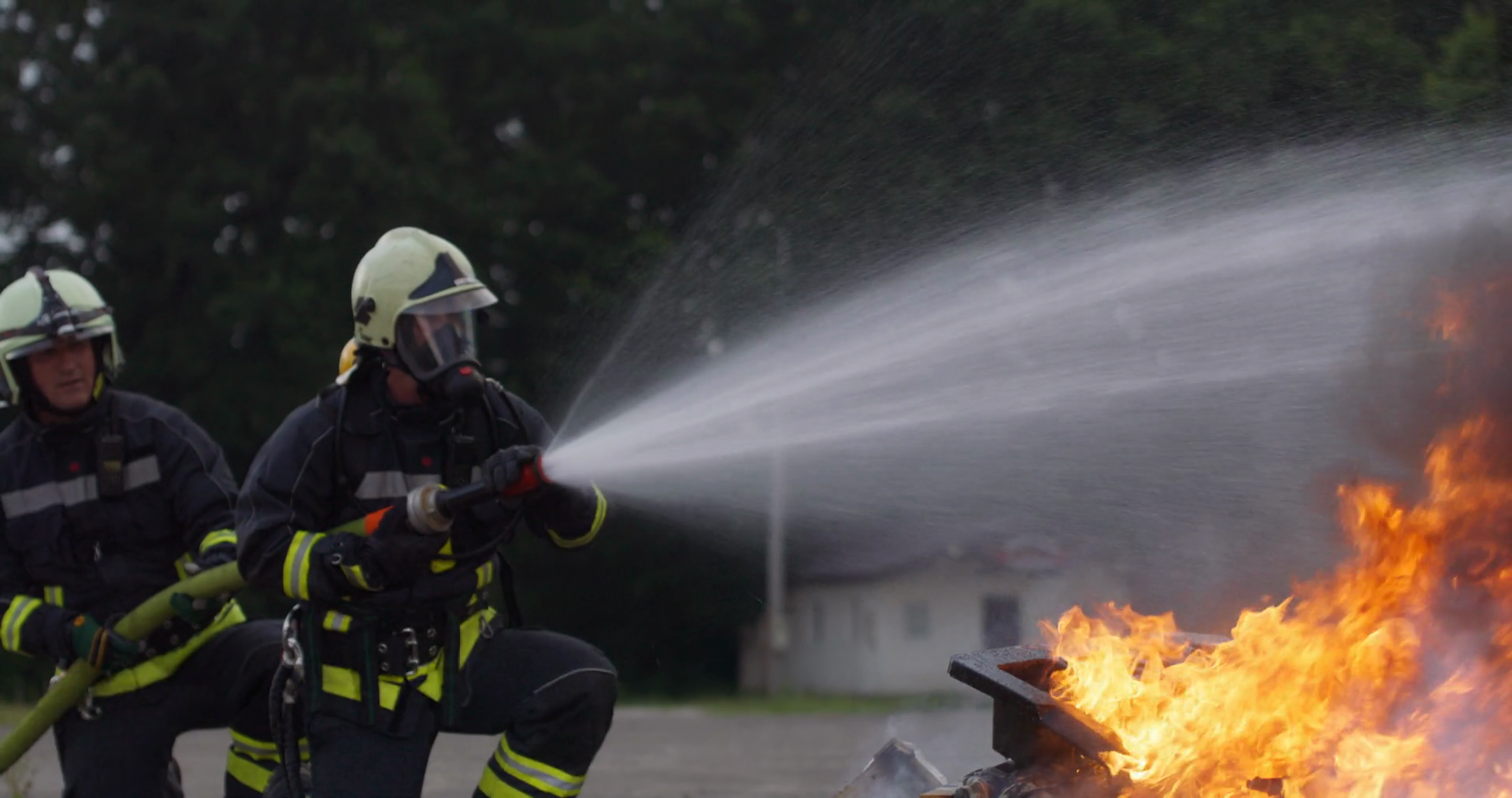 Firefighters Fight Fire Flame To Control Stock Footage SBV-348402865 ...