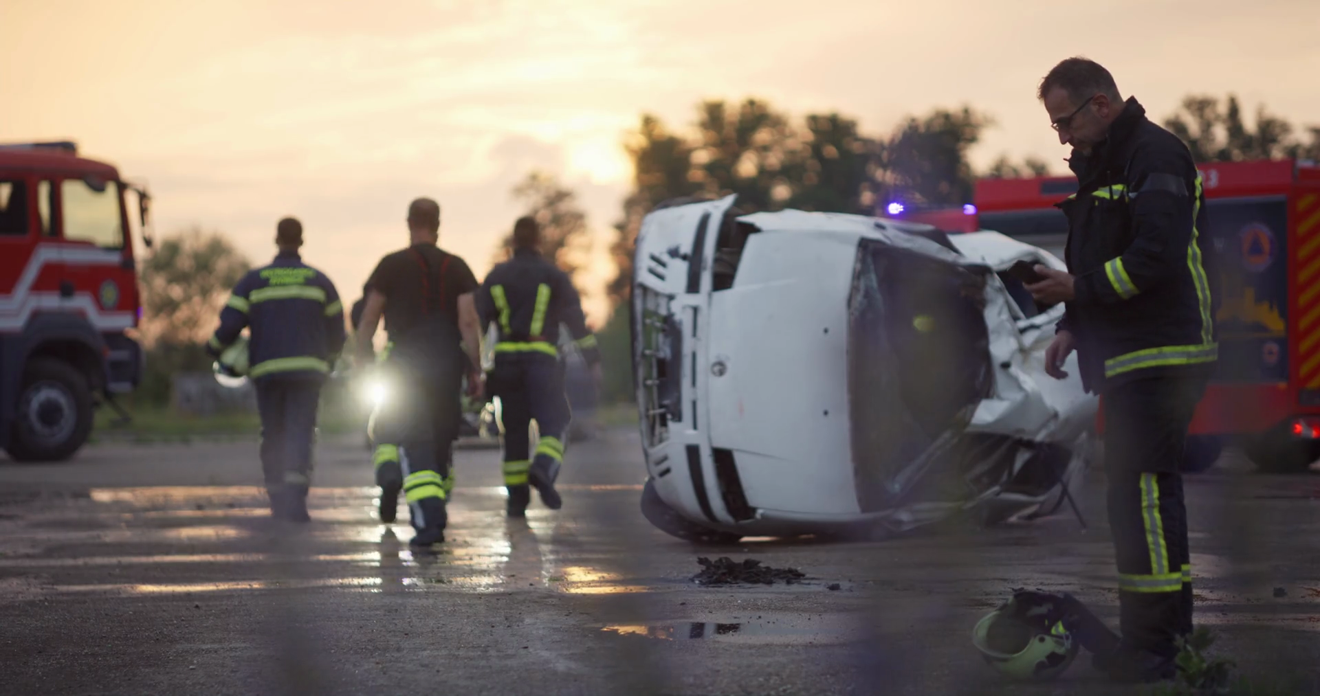 Brave Firefighters Team Walking To Camera In Stock Footage SBV ...