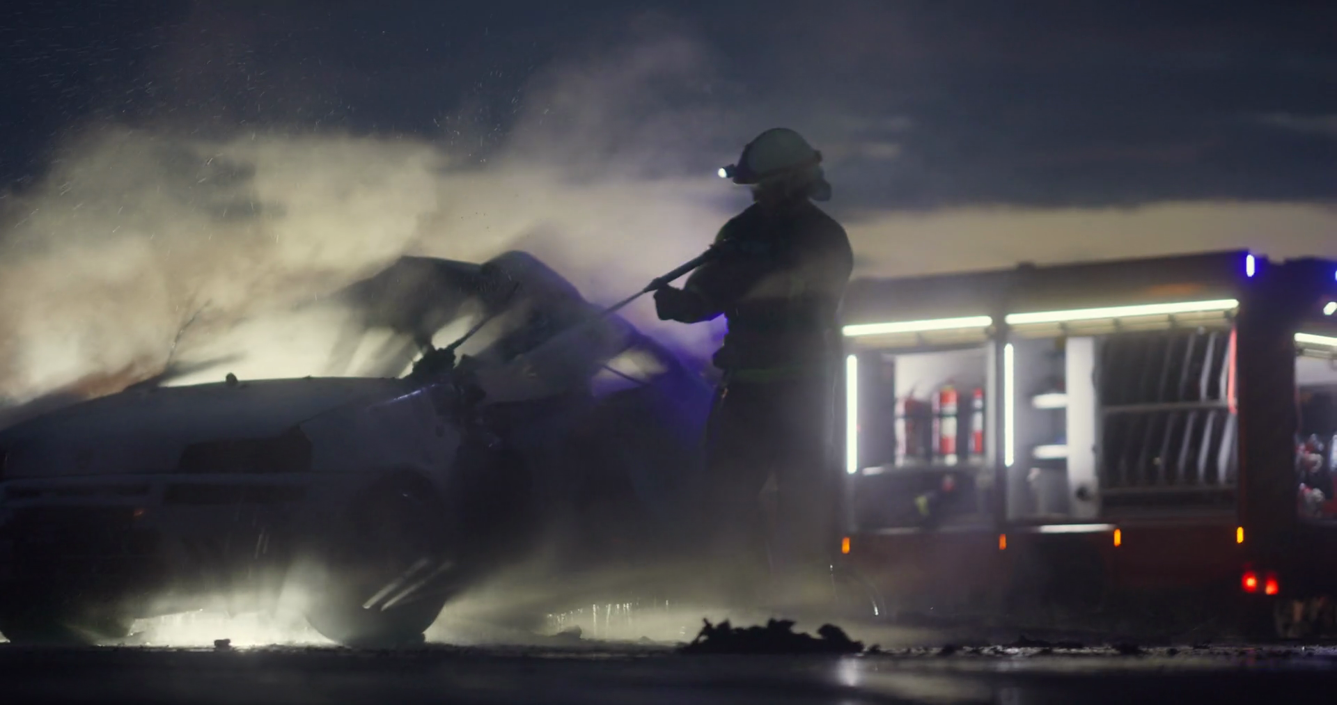 Firefighters Fight Fire Flame To Control Stock Footage SBV-348402880 ...