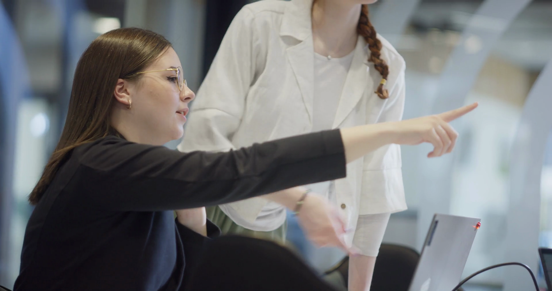 Modern Businesswomens Using Hand Gestures To Stock Footage SBV ...