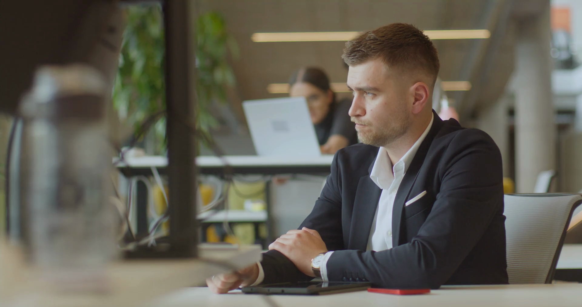 A Suited Director In Business Office Employs Stock Footage SBV ...