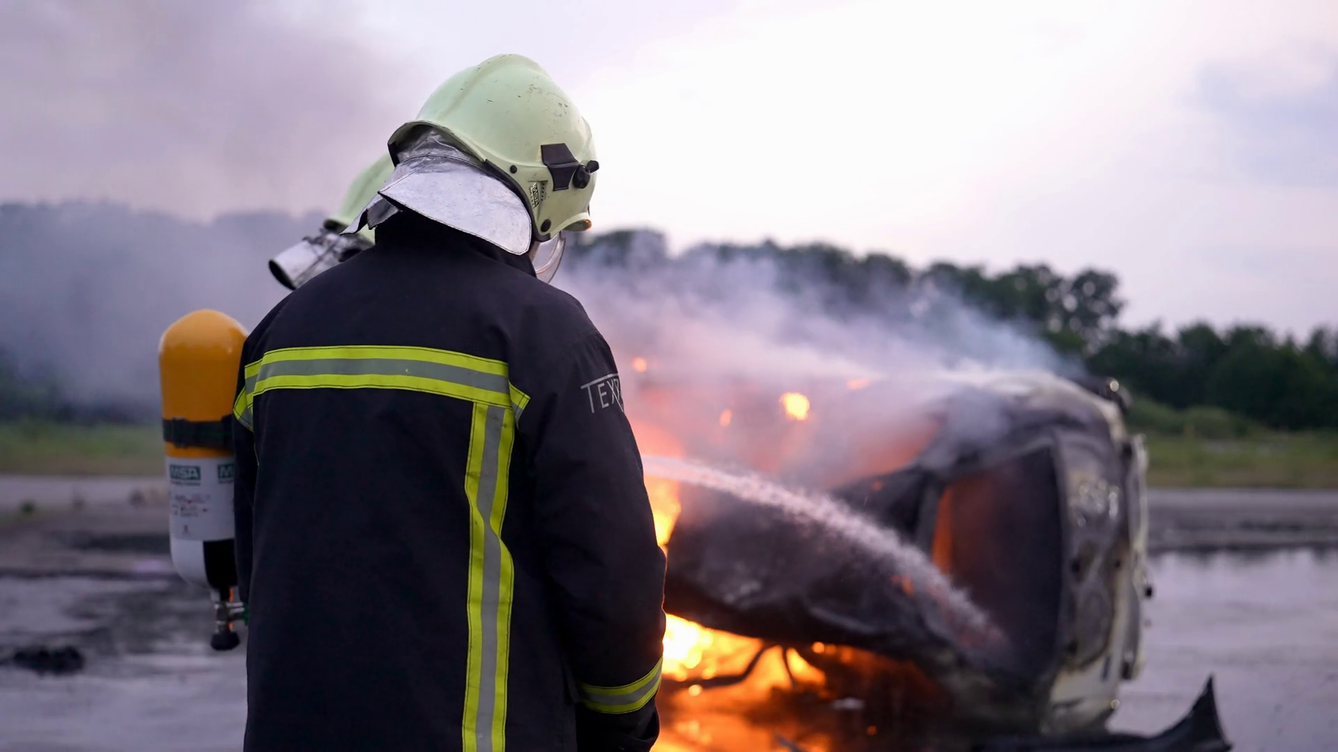 Firefighters Fight Fire Flame To Control Stock Footage SBV-348597918 ...