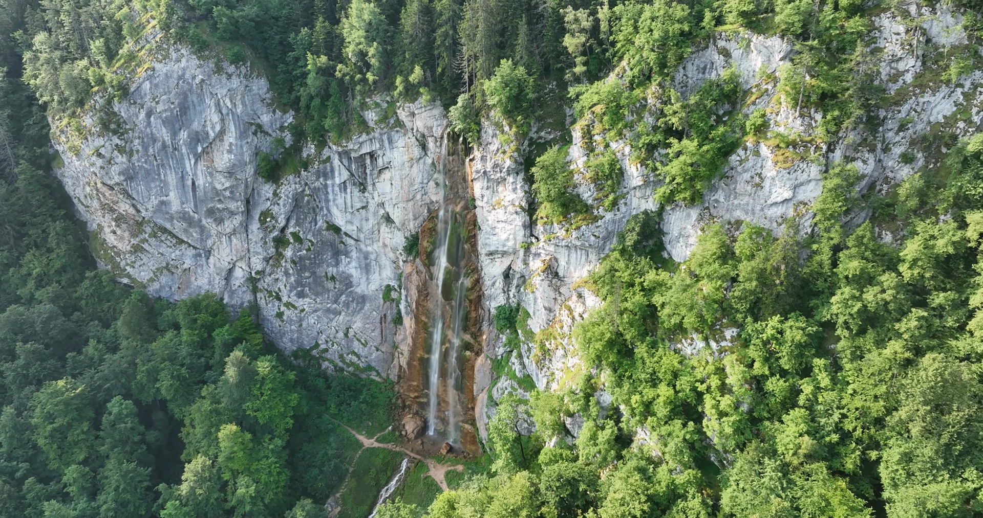 Beautiful Waterfall In Green Forest Top View Stock Footage SBV ...