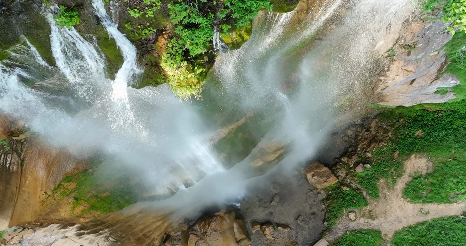 Beautiful Waterfall In Green Forest Top View Stock Footage SBV ...