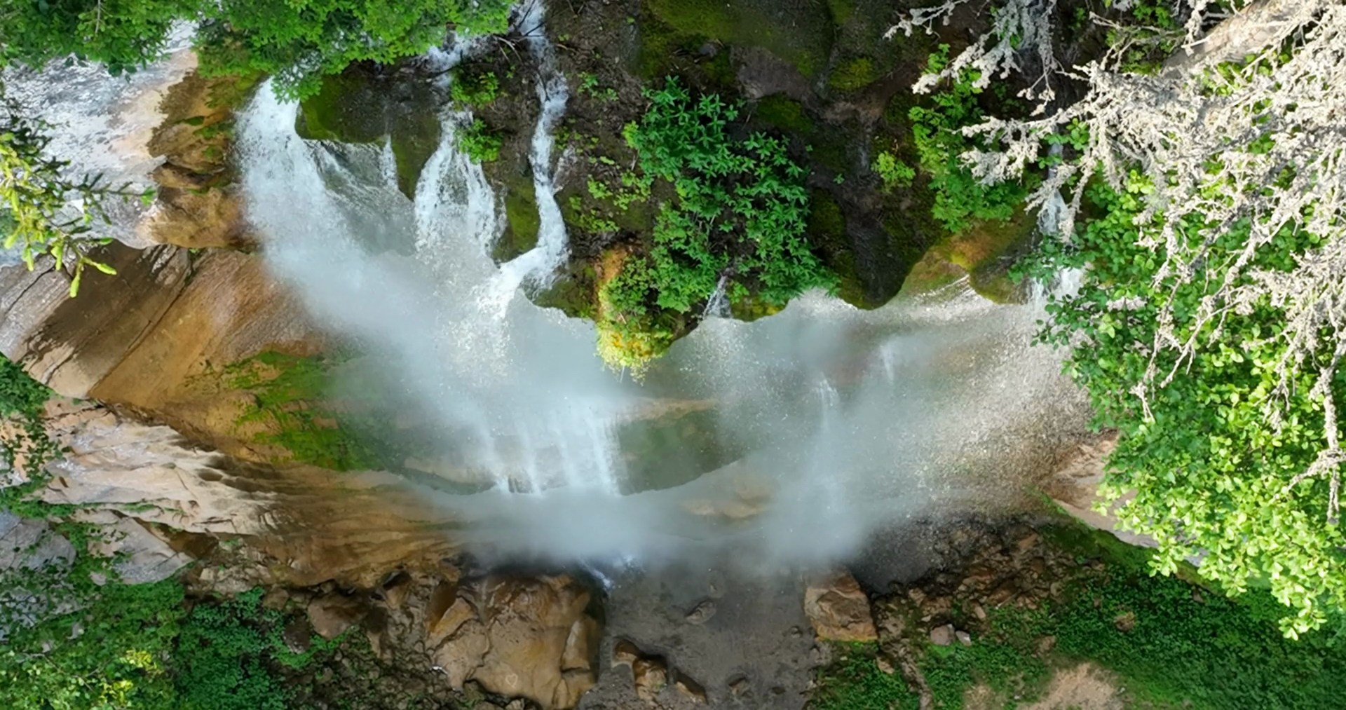 Beautiful Waterfall In Green Forest Top View Stock Footage SBV ...