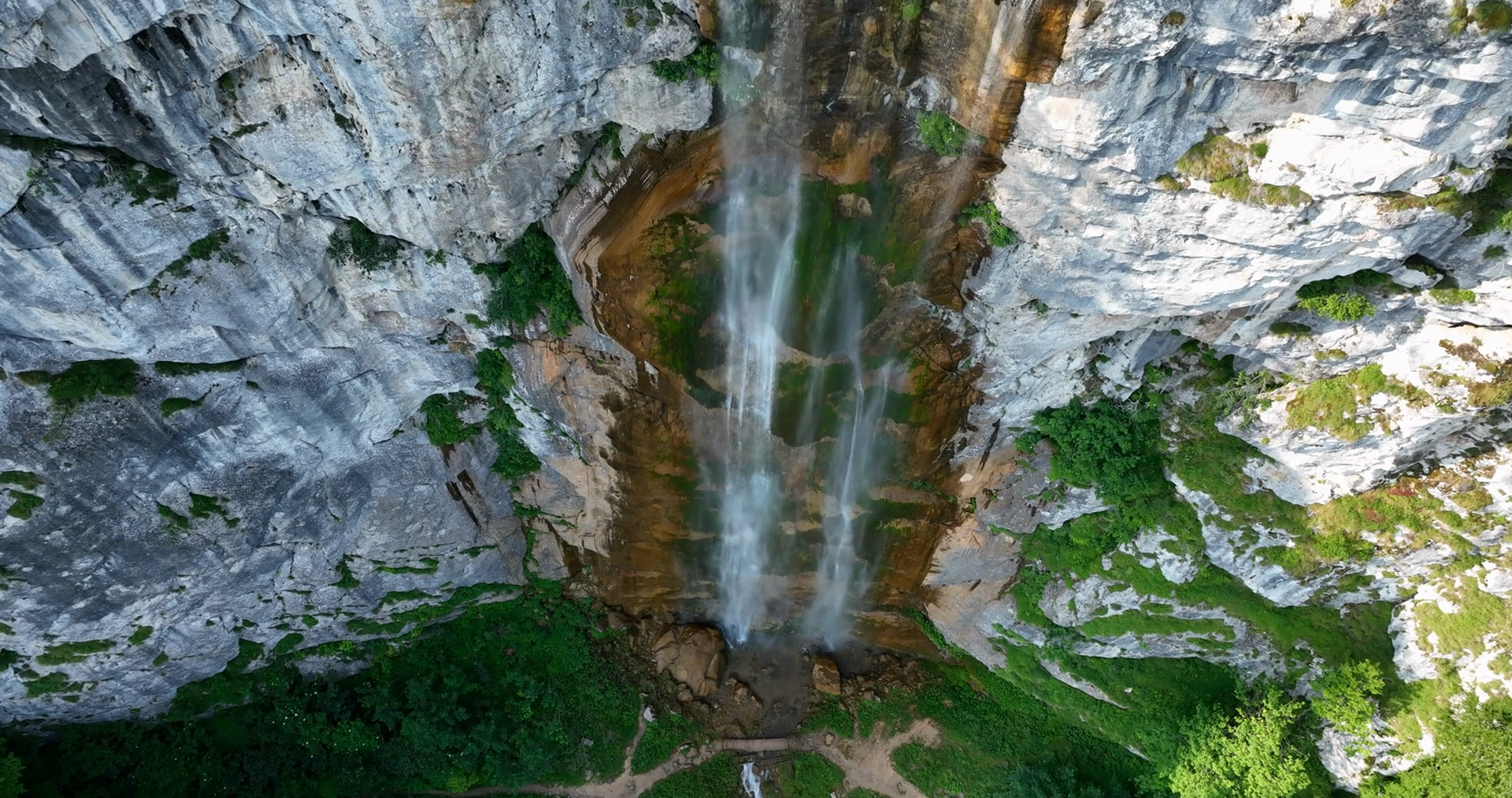Beautiful Waterfall In Green Forest Top View Stock Footage SBV ...