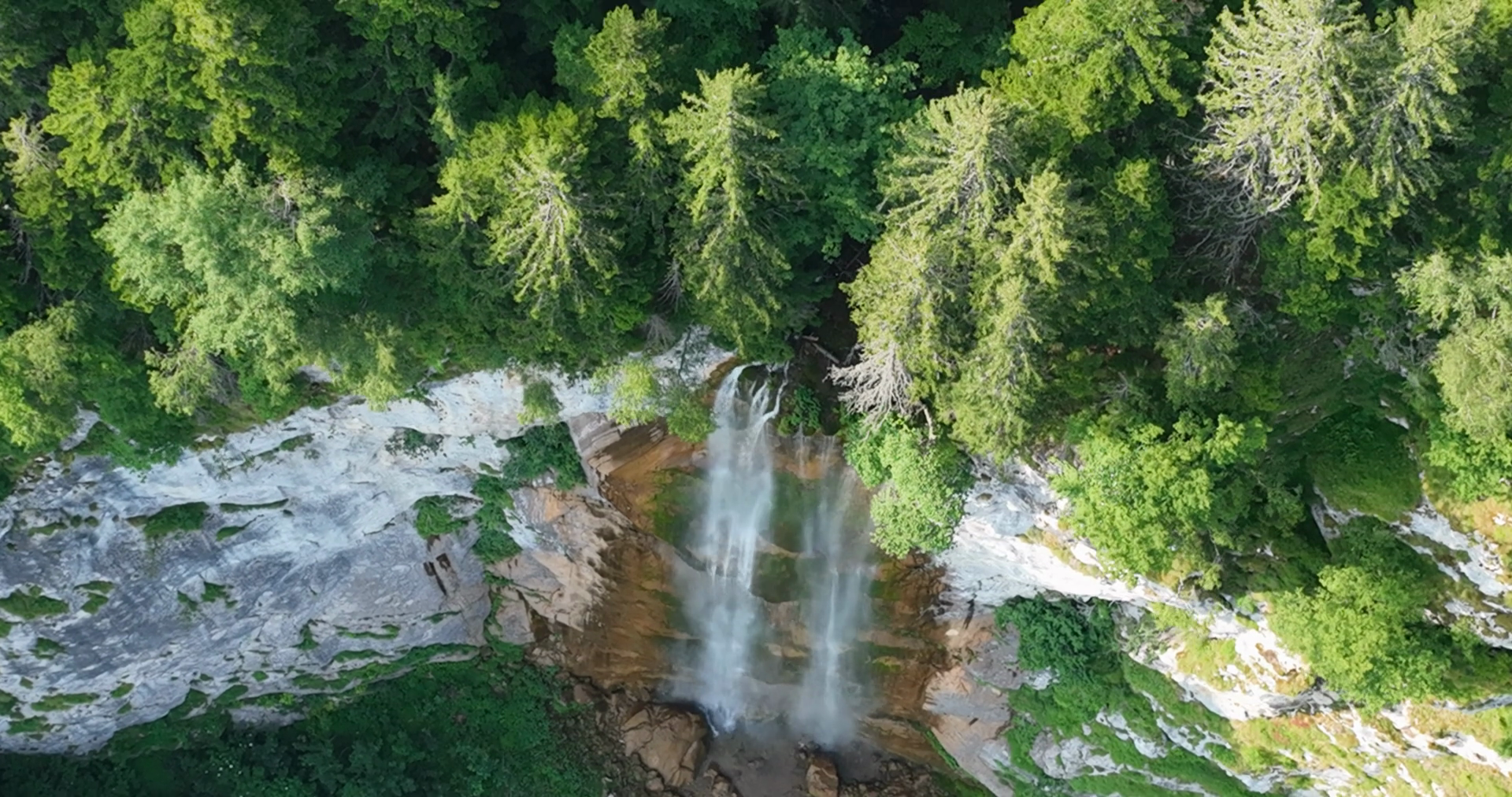 Beautiful Waterfall In Green Forest Top View Stock Footage SBV ...