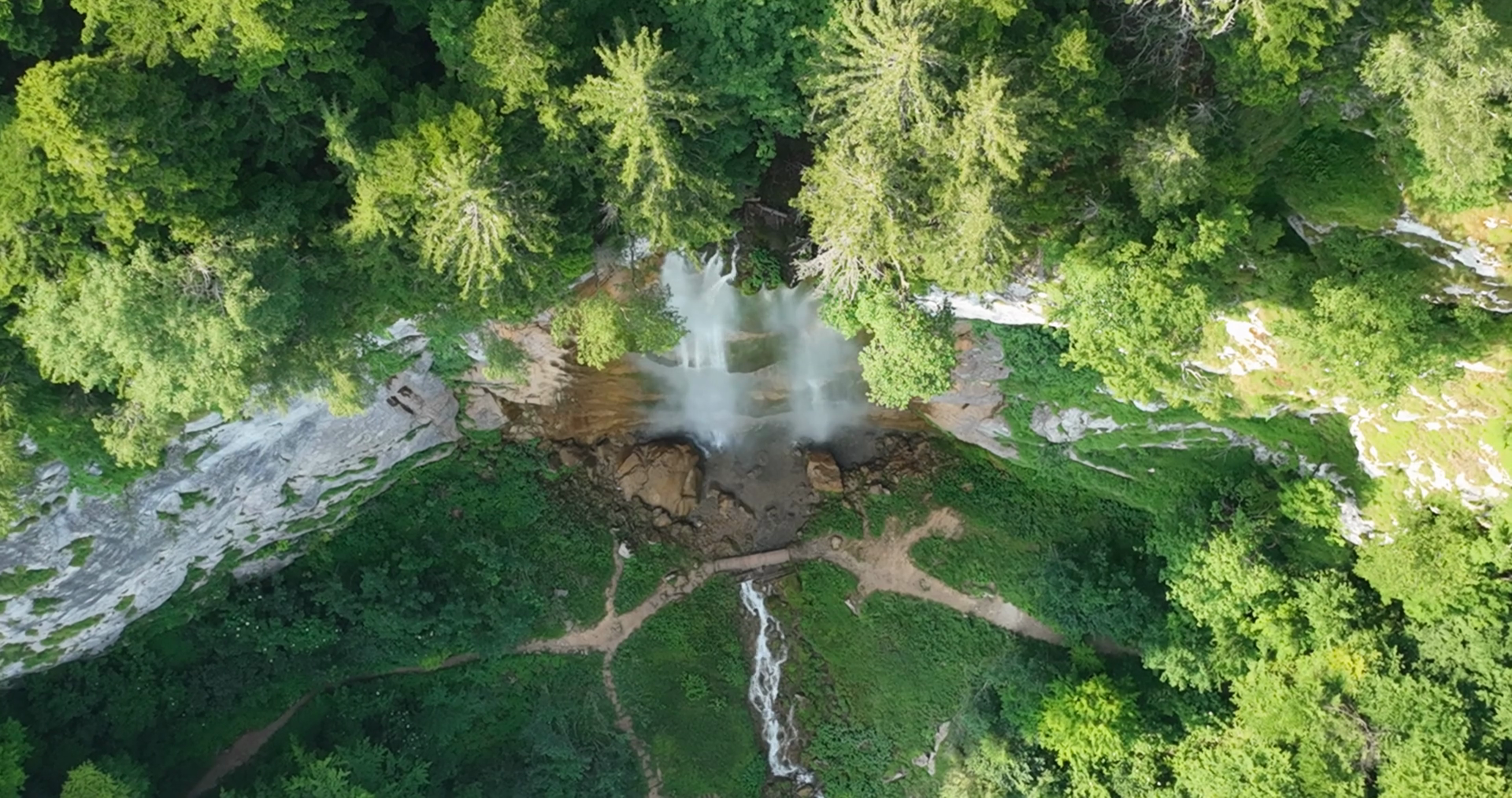Beautiful Waterfall In Green Forest Top View Stock Footage SBV ...