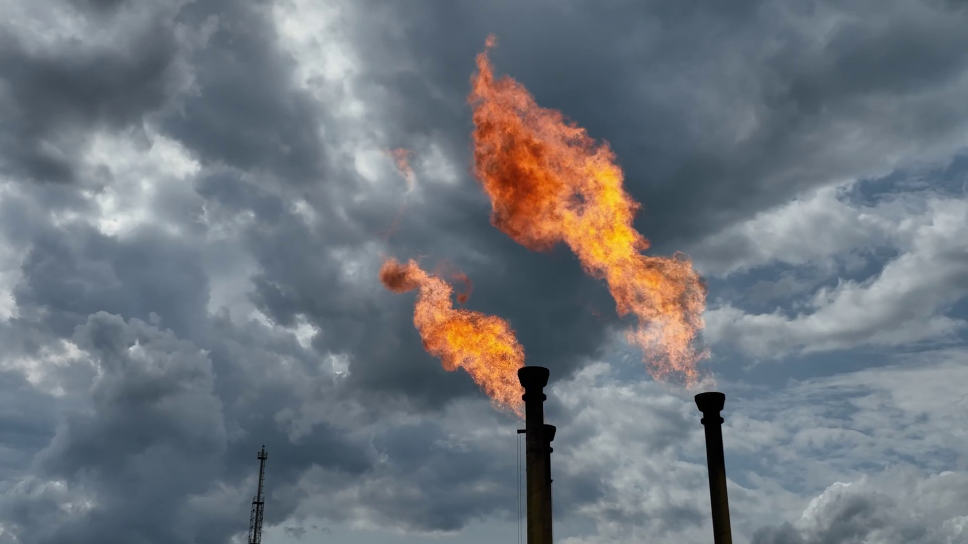 Burning Torch At Chemical Plant Emission Of Stock Footage SBV-348718010 ...