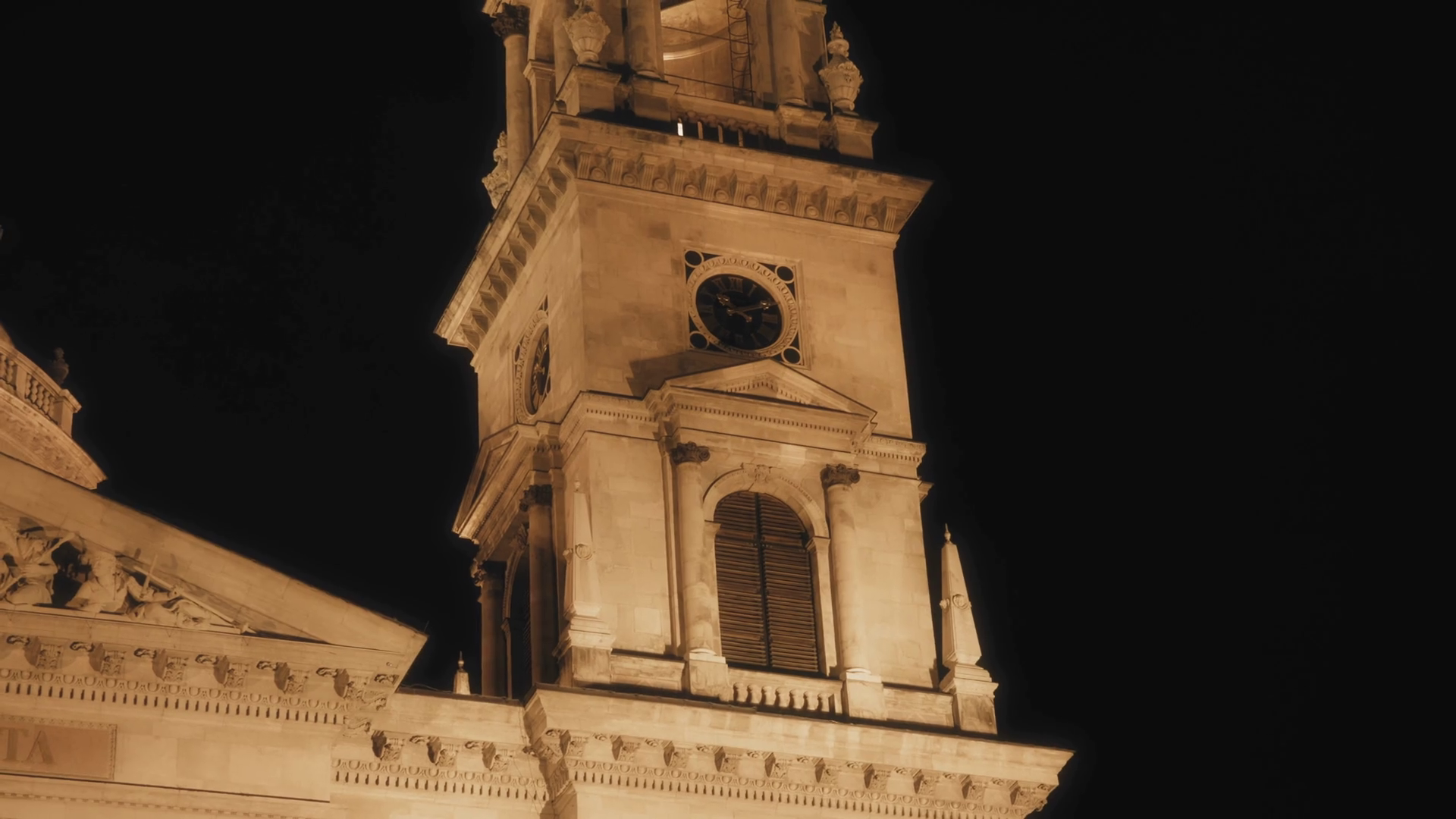 St Stephen's Basilica's Clock Tower At Night Stock Footage SBV ...