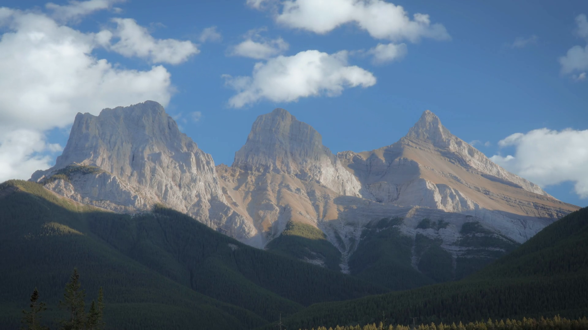 Sunset Over Three Sisters Mountain Peaks In Stock Footage SBV-348658316 ...