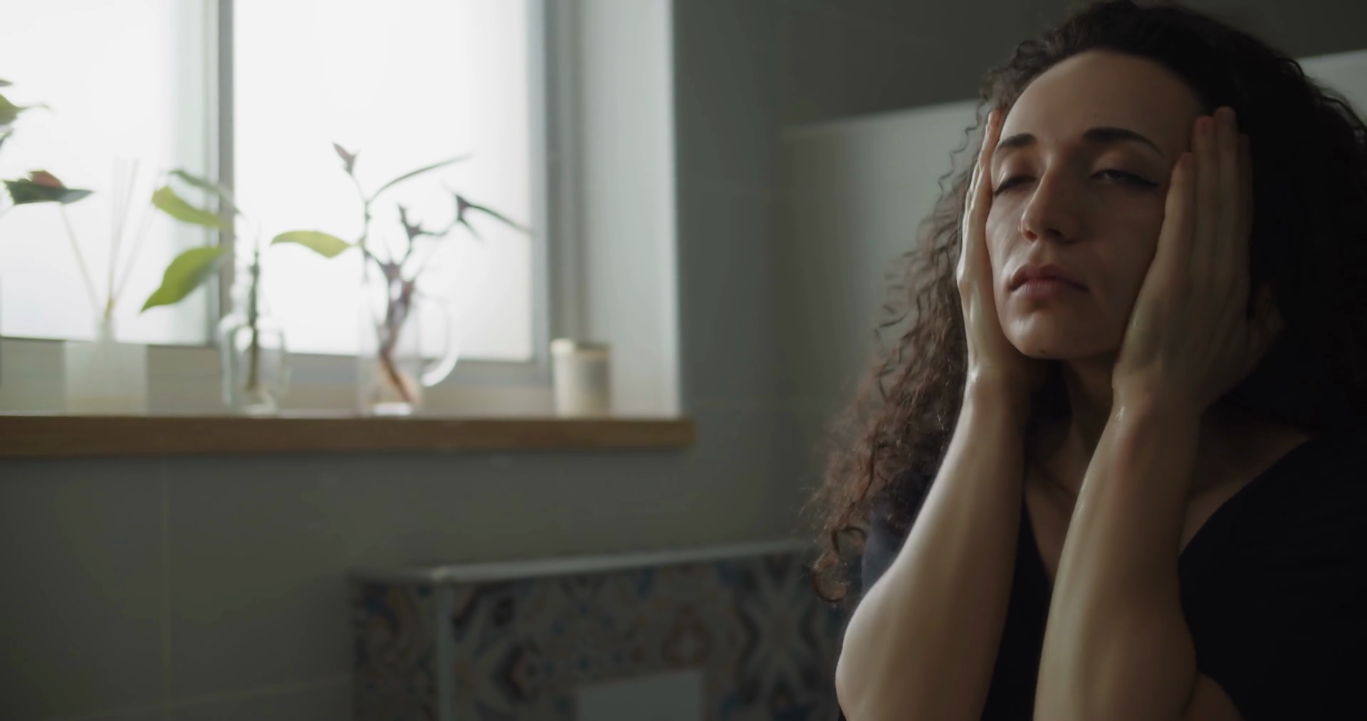 Upset Woman Washing Face With Water Stock Footage SBV-346542712 ...