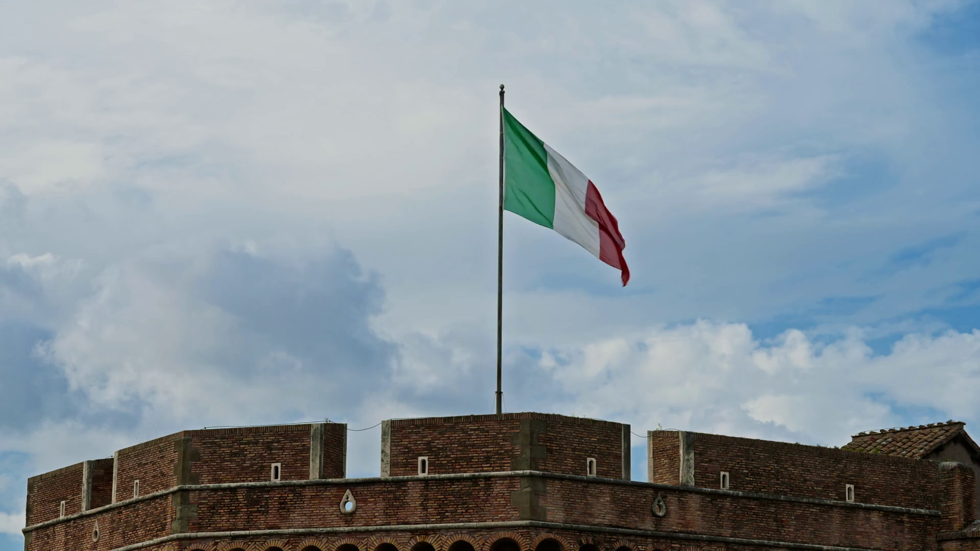 Italian Flag Fluttering On Roof Of Castel St Stock Footage SBV ...