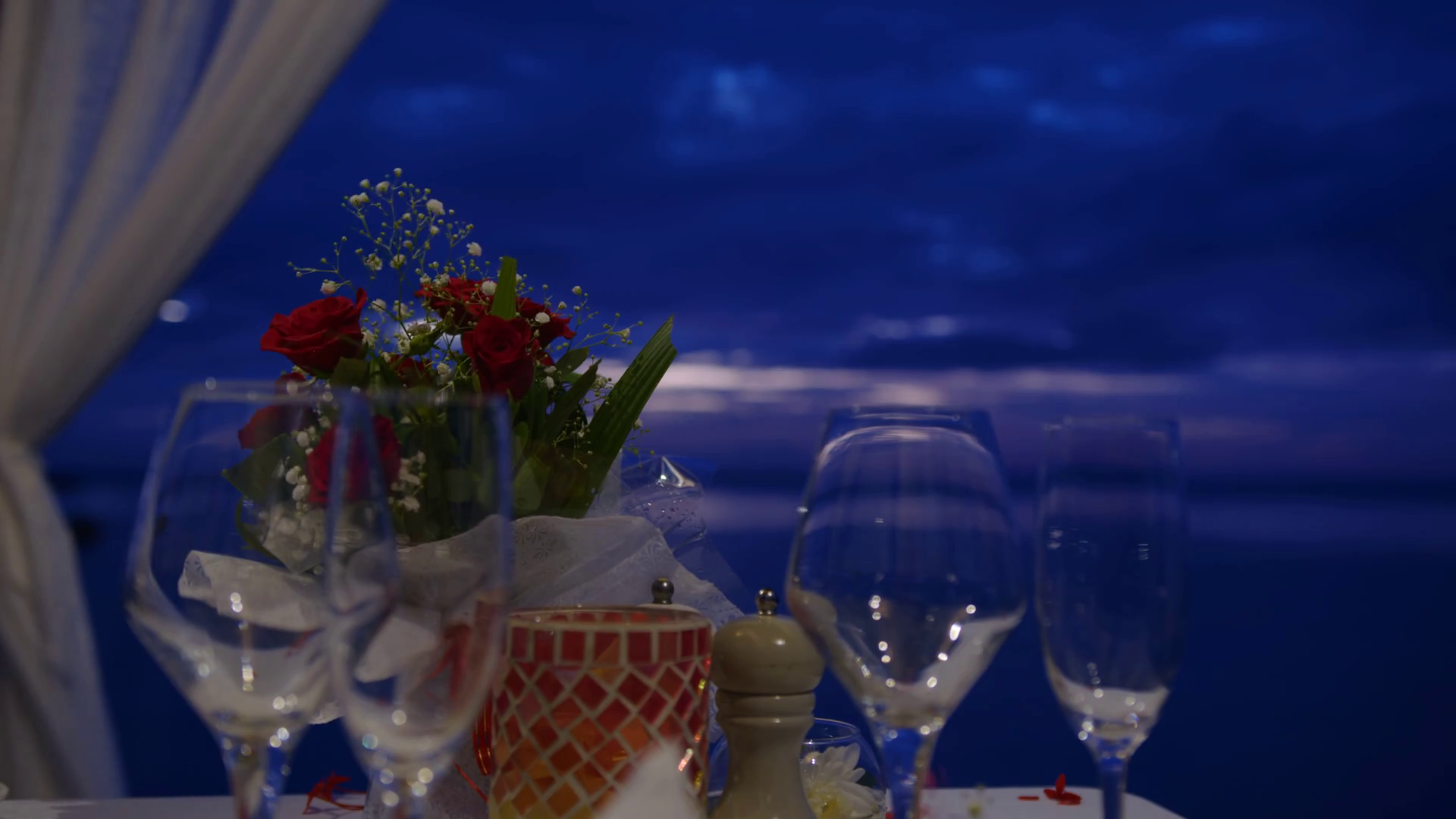 Romantic Evening Table Two Persons On Beach Stock Footage SBV-346821884 ...