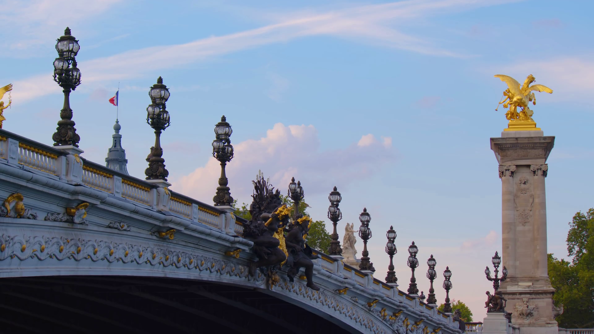 Alexandre Bridge In Paris Grand Palais On Stock Footage SBV-347154583 ...