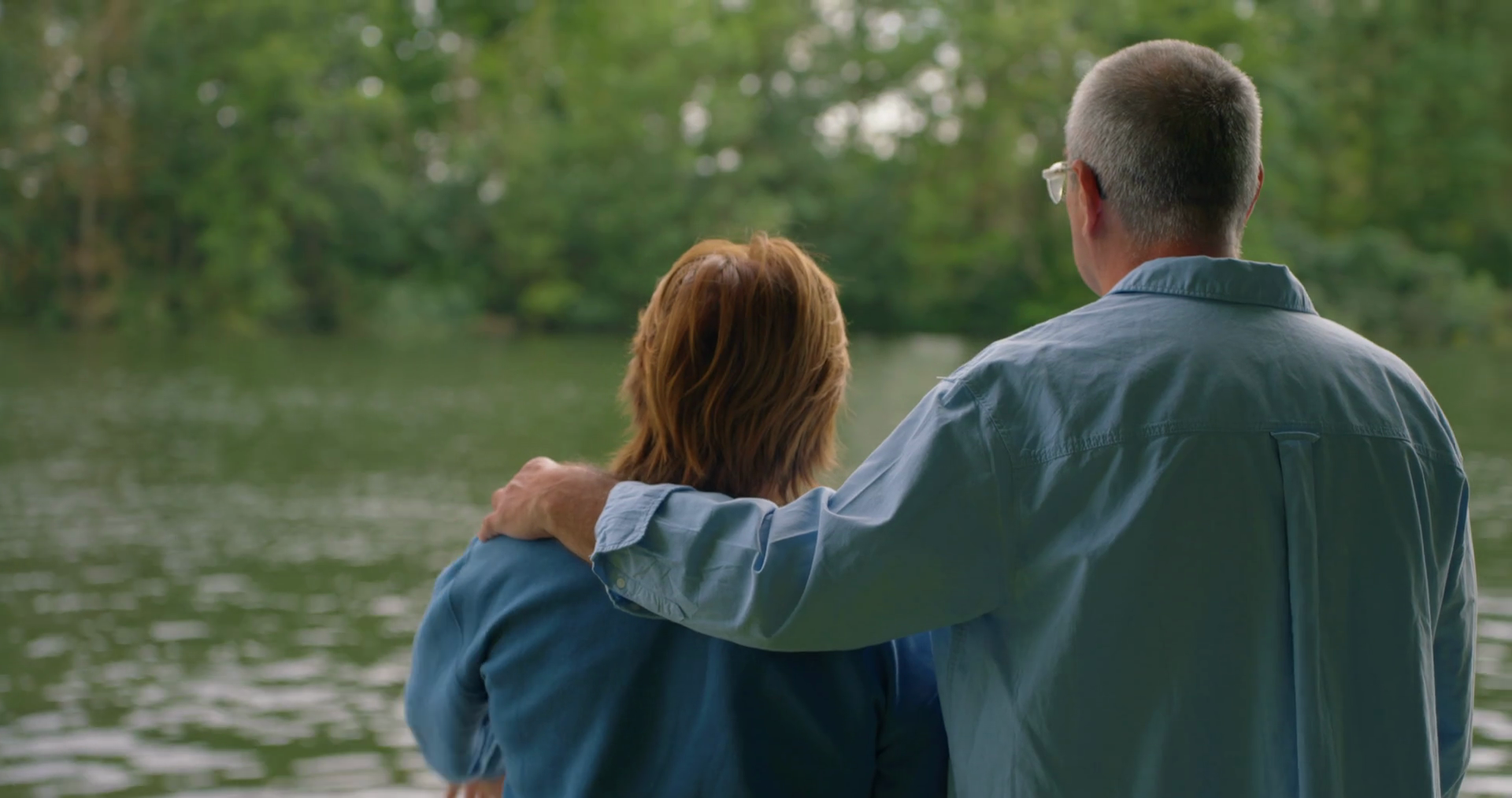 Man Woman Hugging Water Watching Sunset Stock Footage SBV-348377001 ...