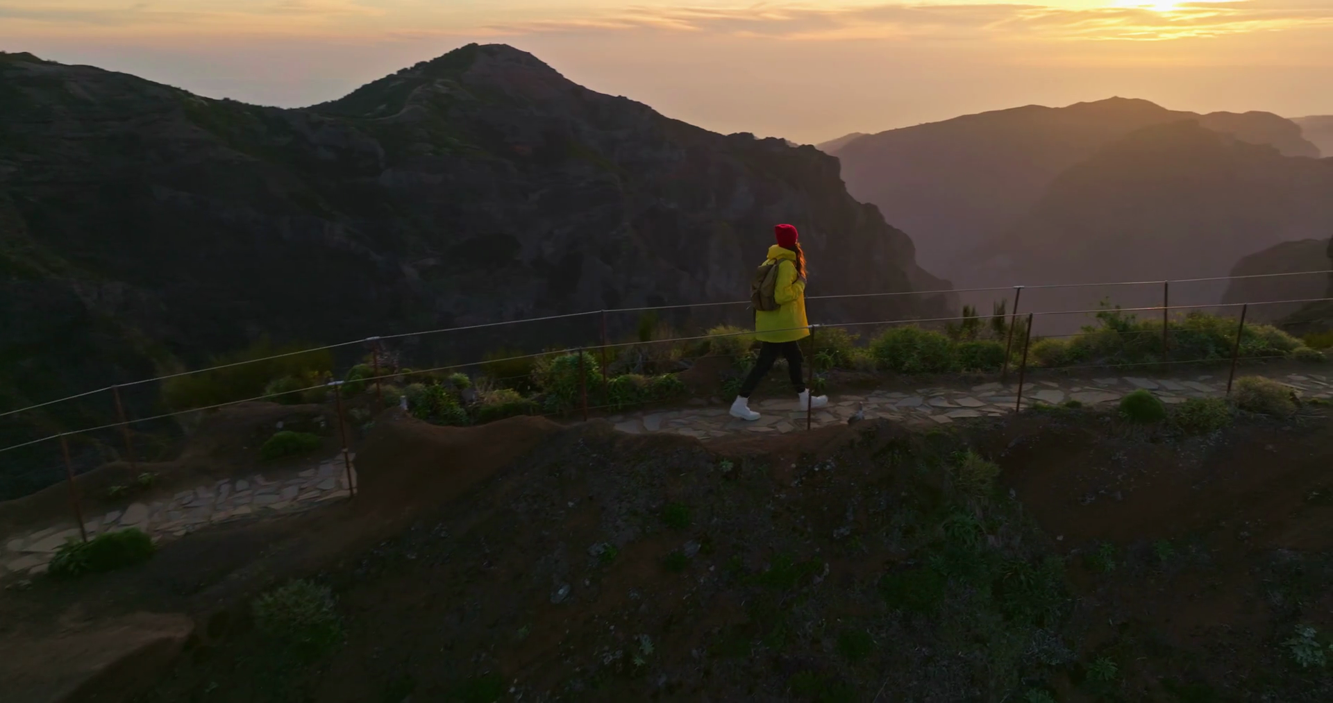 A Traveler In Yellow Jacket Hat Backpack Stock Footage SBV-348851035 ...