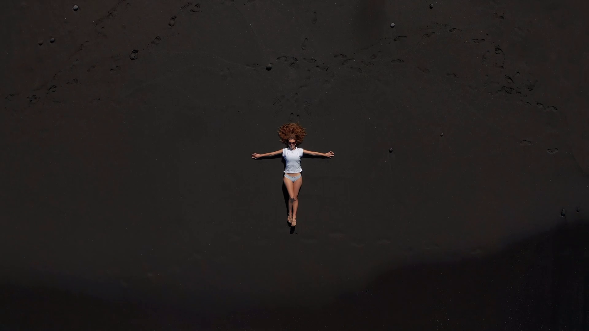 Aerial View Beautiful Woman Lay Down Rest On Stock Footage SBV ...